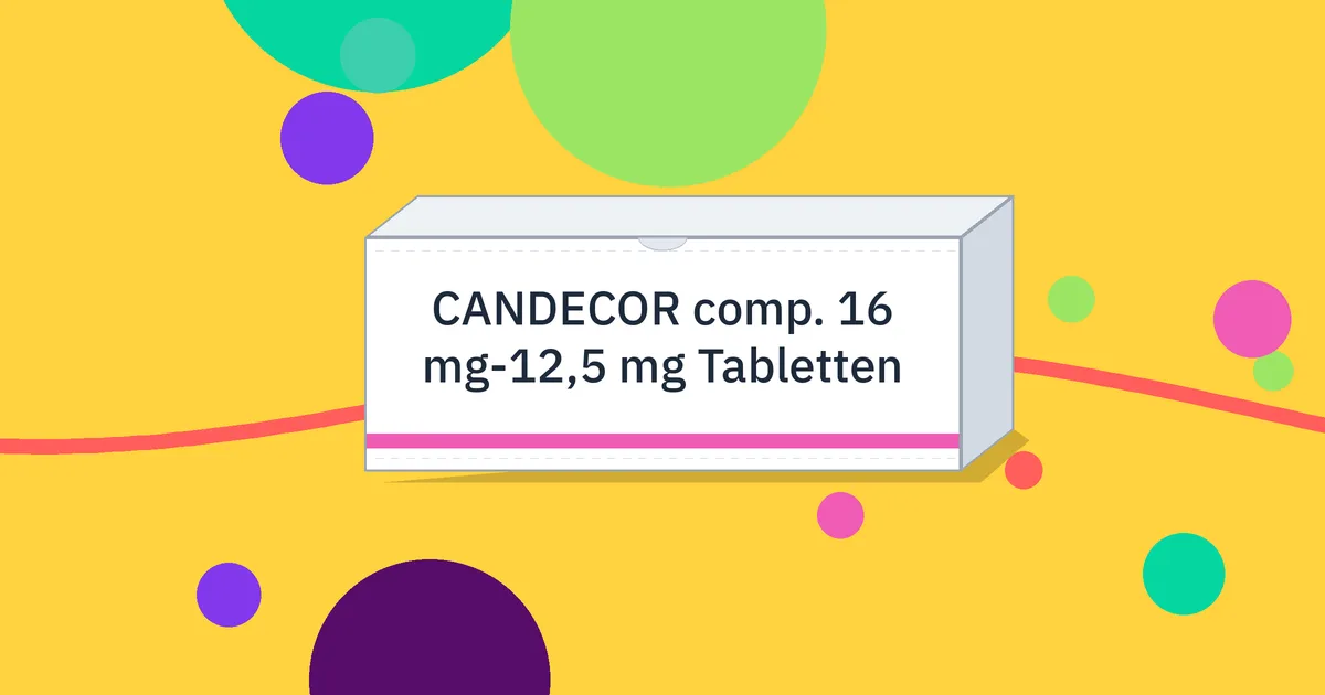 Symbolbild: Packung mit der Aufschrift CANDECOR comp. 16 mg-12,5 mg Tabletten (PZN 14333461) – Verfügbarkeit und Bezug in Apotheken in Frankfurt am Main