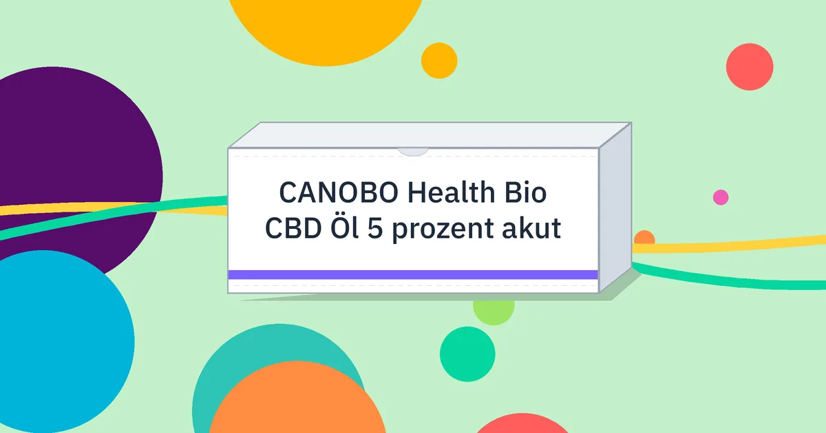 Symbolbild: Packung mit der Aufschrift CANOBO Health Bio CBD Öl 5 prozent akut (PZN 17830467) – Verfügbarkeit und Bezug in Apotheken in Frankfurt am Main