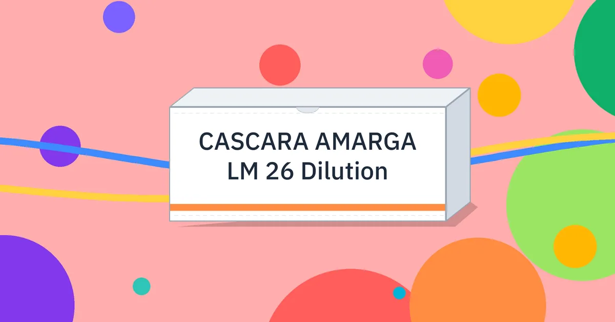 Symbolbild: Packung mit der Aufschrift CASCARA AMARGA LM 26 Dilution (PZN 13432592) – Verfügbarkeit und Bezug in Apotheken in Frankfurt am Main
