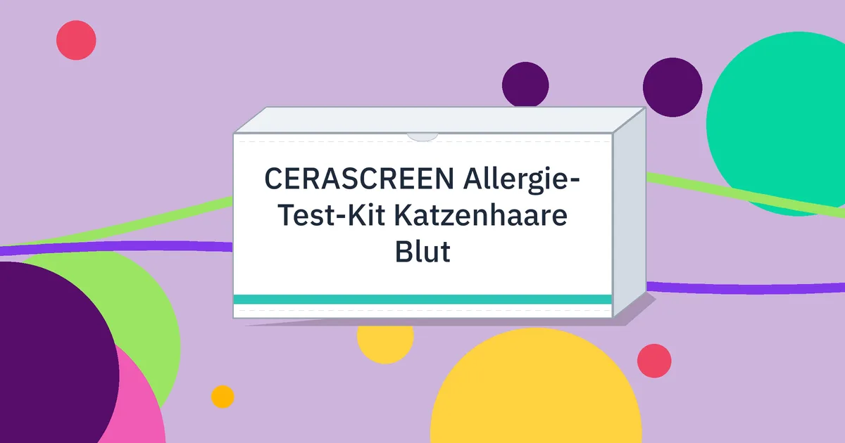 Symbolbild: Packung mit der Aufschrift CERASCREEN Allergie-Test-Kit Katzenhaare Blut (PZN 17977259) – Verfügbarkeit und Bezug in Apotheken in Frankfurt am Main