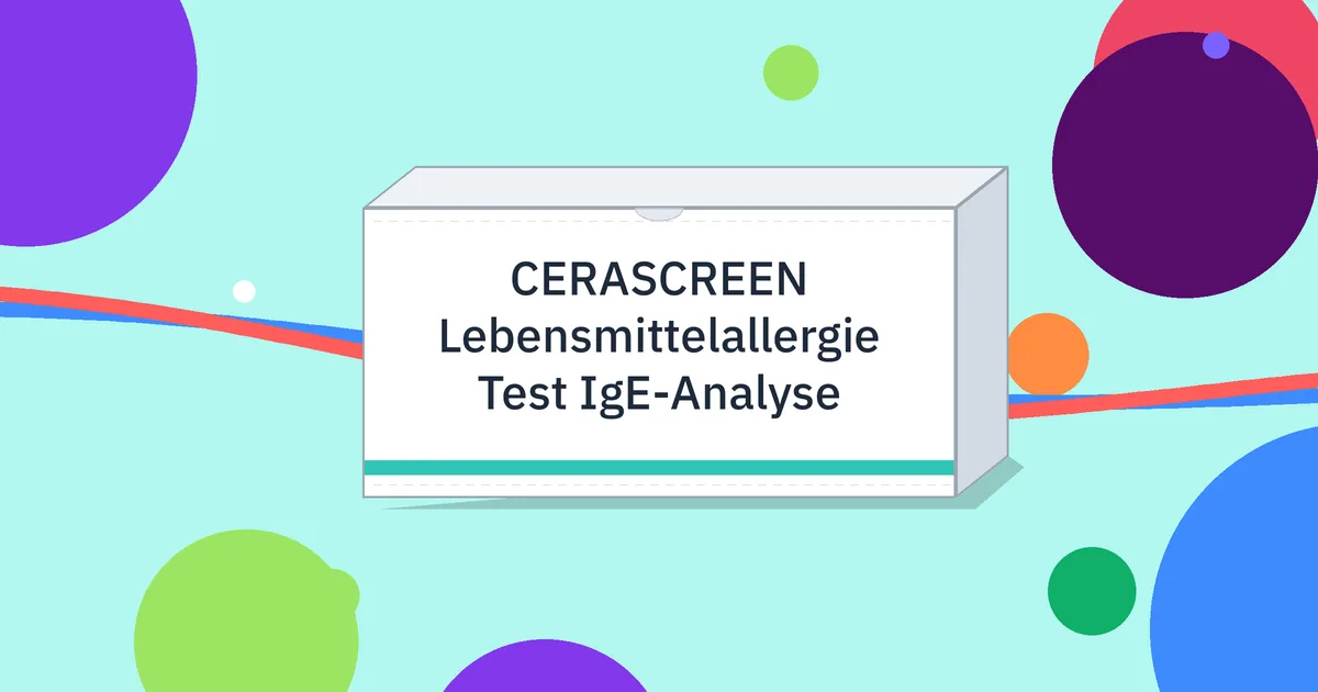 Symbolbild: Packung mit der Aufschrift CERASCREEN Lebensmittelallergie Test IgE-Analyse (PZN 16742011) – Verfügbarkeit und Bezug in Apotheken in Frankfurt am Main