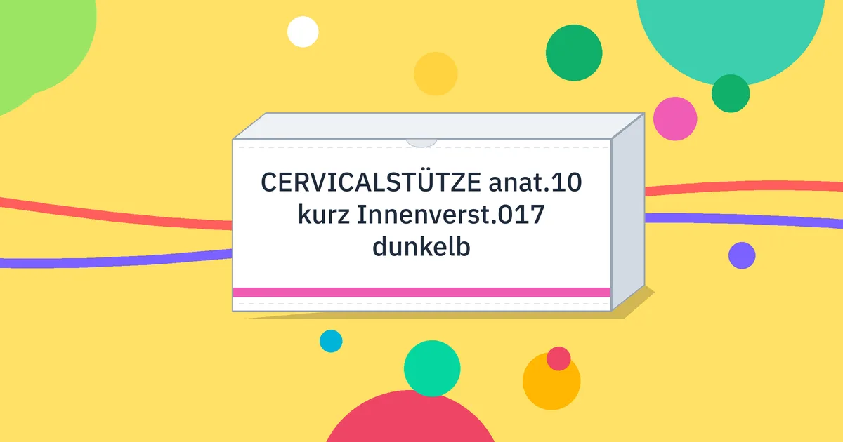 Symbolbild: Packung mit der Aufschrift CERVICALSTÜTZE anat.10 kurz Innenverst.017 dunkelb (PZN 08895048) – Verfügbarkeit und Bezug in Apotheken in Frankfurt am Main