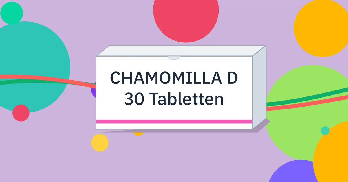 Symbolbild: Packung mit der Aufschrift CHAMOMILLA D 30 Tabletten (PZN 02112364) – Verfügbarkeit und Bezug in Apotheken in Frankfurt am Main