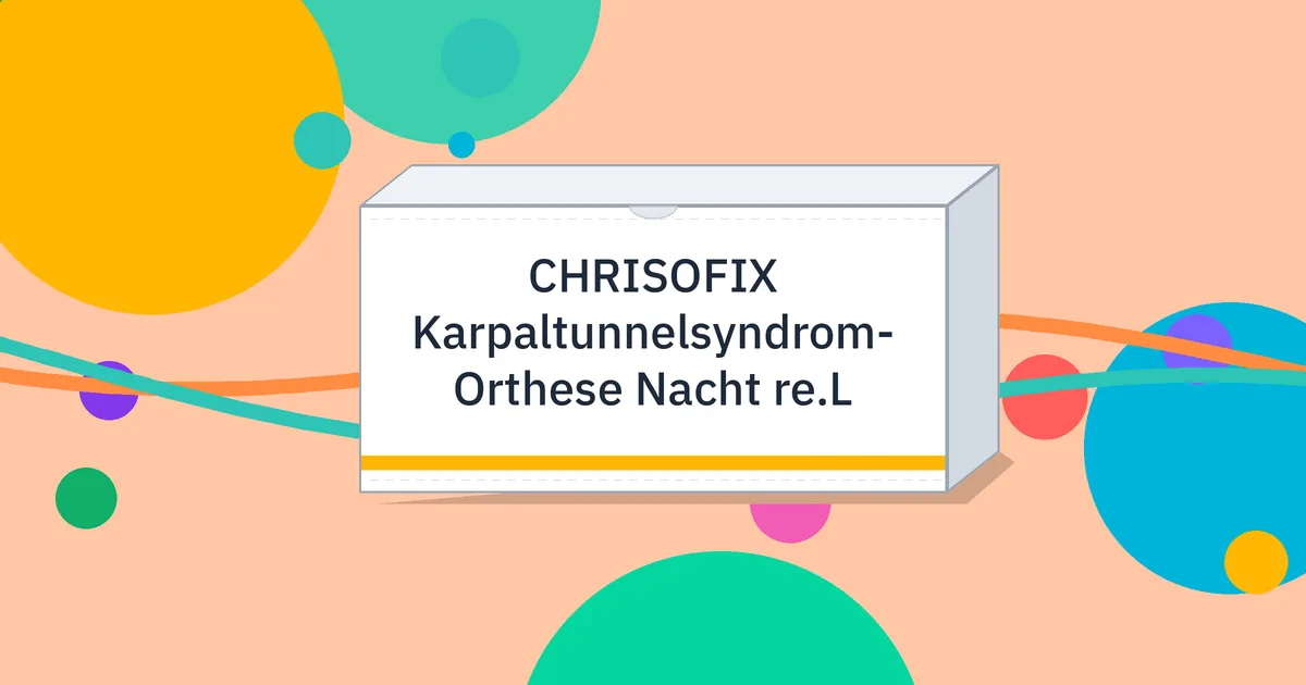 Symbolbild: Packung mit der Aufschrift CHRISOFIX Karpaltunnelsyndrom-Orthese Nacht re.L (PZN 17559757) – Verfügbarkeit und Bezug in Apotheken in Frankfurt am Main