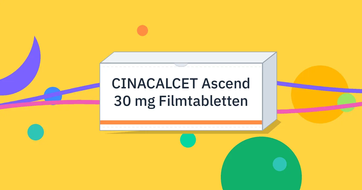 Symbolbild: Packung mit der Aufschrift CINACALCET Ascend 30 mg Filmtabletten (PZN 16127300) – Verfügbarkeit und Bezug in Apotheken in Frankfurt am Main