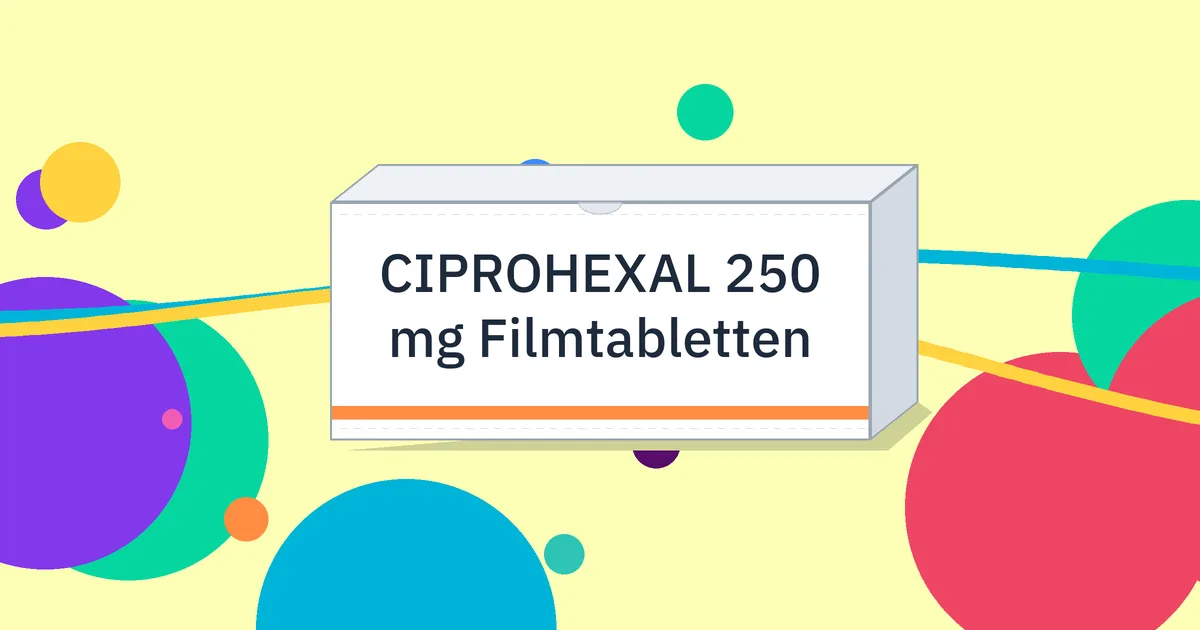 Symbolbild: Packung mit der Aufschrift CIPROHEXAL 250 mg Filmtabletten (PZN 01345801) – Verfügbarkeit und Bezug in Apotheken in Frankfurt am Main