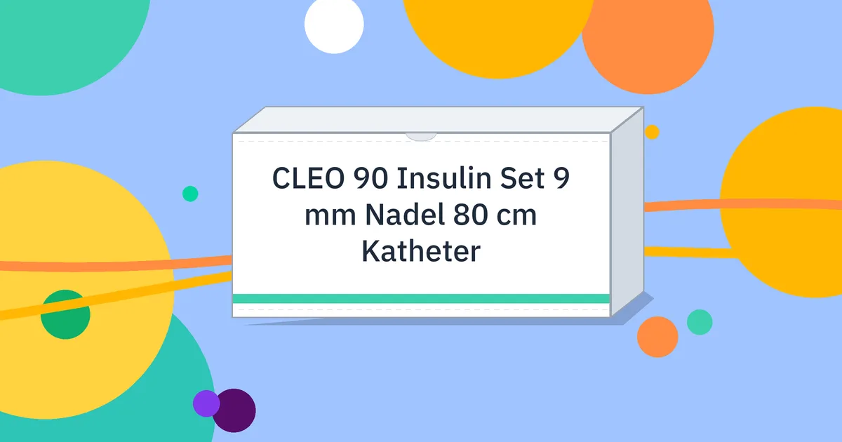 Symbolbild: Packung mit der Aufschrift CLEO 90 Insulin Set 9 mm Nadel 80 cm Katheter (PZN 02908910) – Verfügbarkeit und Bezug in Apotheken in Frankfurt am Main