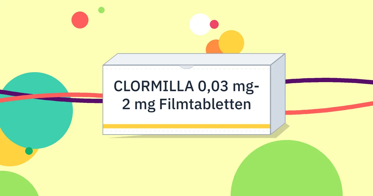 Symbolbild: Packung mit der Aufschrift CLORMILLA 0,03 mg-2 mg Filmtabletten (PZN 17946974) – Verfügbarkeit und Bezug in Apotheken in Frankfurt am Main