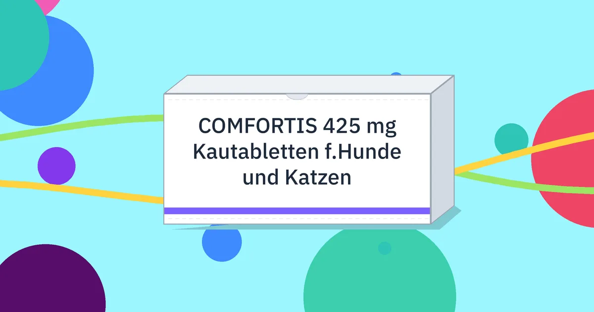 Symbolbild: Packung mit der Aufschrift COMFORTIS 425 mg Kautabletten f.Hunde und Katzen (PZN 13654418) – Verfügbarkeit und Bezug in Apotheken in Frankfurt am Main