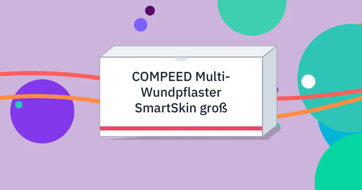 Symbolbild: Packung mit der Aufschrift COMPEED Multi-Wundpflaster SmartSkin groß (PZN 20575576) – Verfügbarkeit und Bezug in Apotheken in Frankfurt am Main
