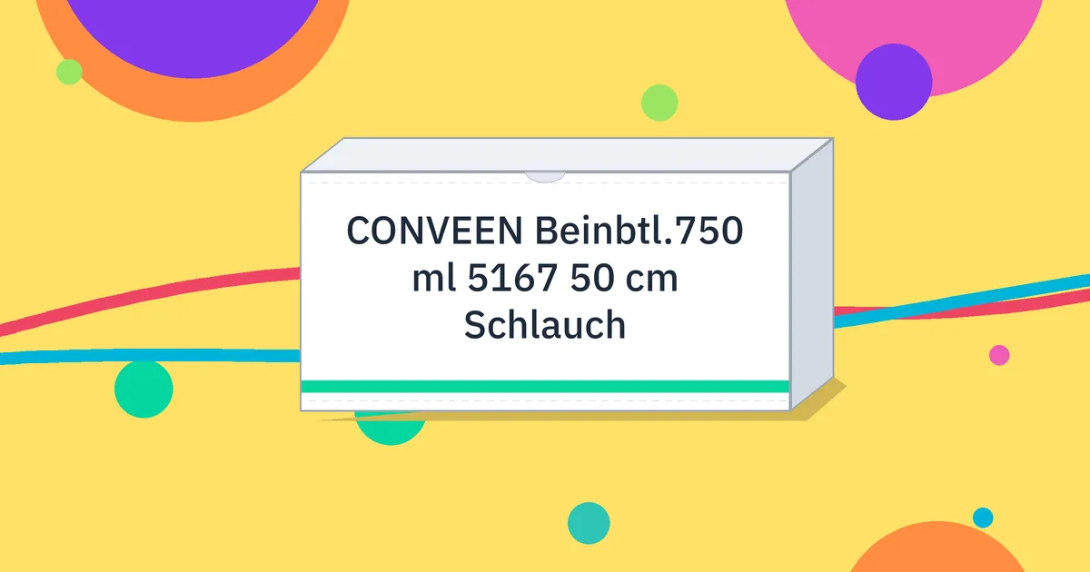 Symbolbild: Packung mit der Aufschrift CONVEEN Beinbtl.750 ml 5167 50 cm Schlauch (PZN 08711226) – Verfügbarkeit und Bezug in Apotheken in Frankfurt am Main