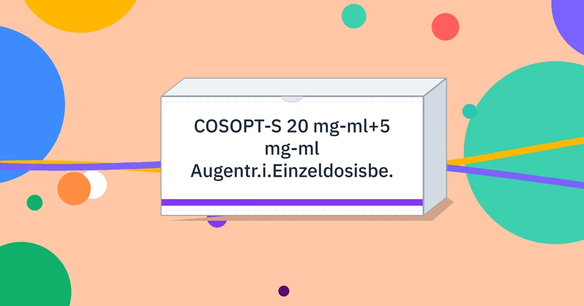 Symbolbild: Packung mit der Aufschrift COSOPT-S 20 mg-ml+5 mg-ml Augentr.i.Einzeldosisbe. (PZN 11599402) – Verfügbarkeit und Bezug in Apotheken in Frankfurt am Main