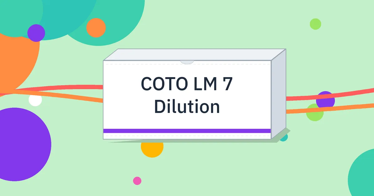 Symbolbild: Packung mit der Aufschrift COTO LM 7 Dilution (PZN 13455305) – Verfügbarkeit und Bezug in Apotheken in Frankfurt am Main