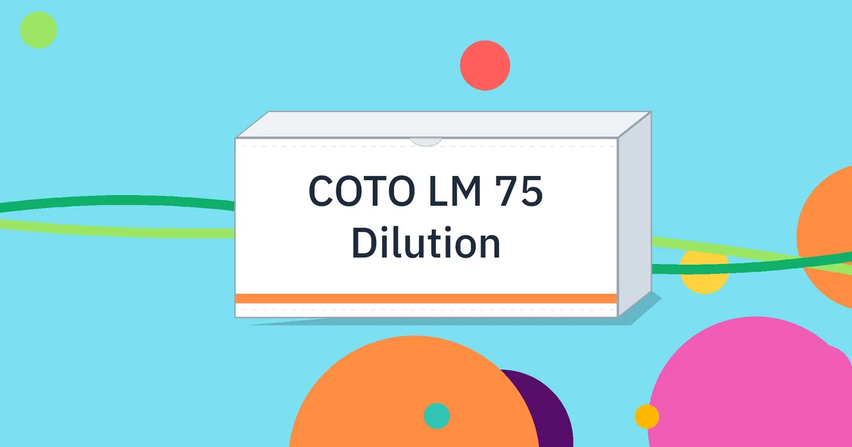 Symbolbild: Packung mit der Aufschrift COTO LM 75 Dilution (PZN 13455618) – Verfügbarkeit und Bezug in Apotheken in Frankfurt am Main