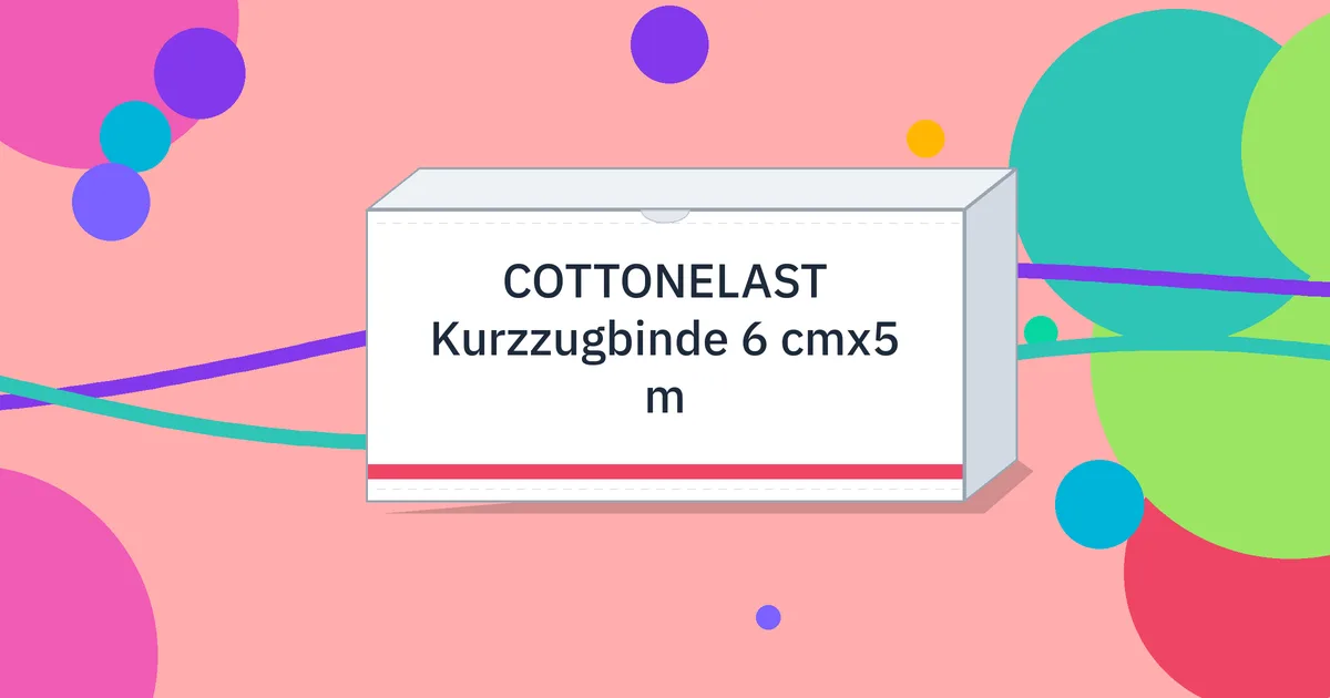 Symbolbild: Packung mit der Aufschrift COTTONELAST Kurzzugbinde 6 cmx5 m (PZN 18037699) – Verfügbarkeit und Bezug in Apotheken in Frankfurt am Main