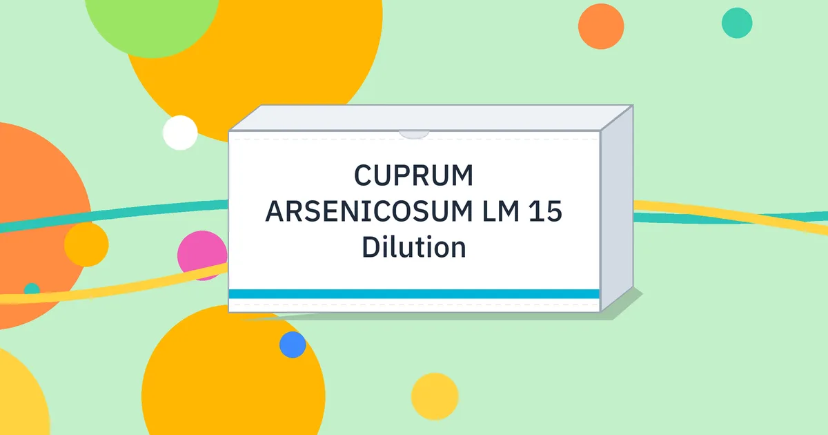 Symbolbild: Packung mit der Aufschrift CUPRUM ARSENICOSUM LM 15 Dilution (PZN 12837766) – Verfügbarkeit und Bezug in Apotheken in Frankfurt am Main