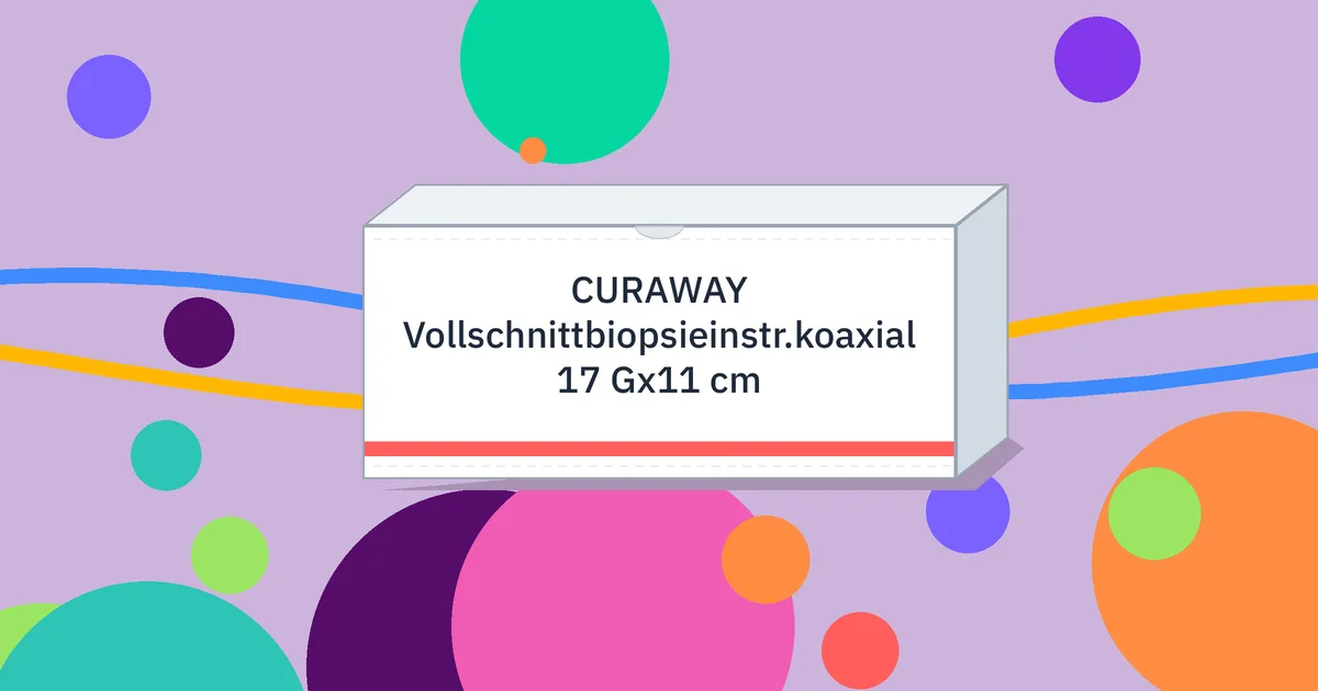 Symbolbild: Packung mit der Aufschrift CURAWAY Vollschnittbiopsieinstr.koaxial 17 Gx11 cm (PZN 20030227) – Verfügbarkeit und Bezug in Apotheken in Frankfurt am Main