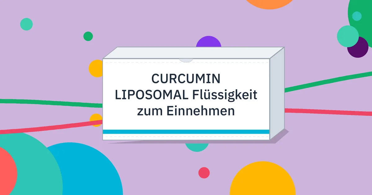 Symbolbild: Packung mit der Aufschrift CURCUMIN LIPOSOMAL Flüssigkeit zum Einnehmen (PZN 18821677) – Verfügbarkeit und Bezug in Apotheken in Frankfurt am Main