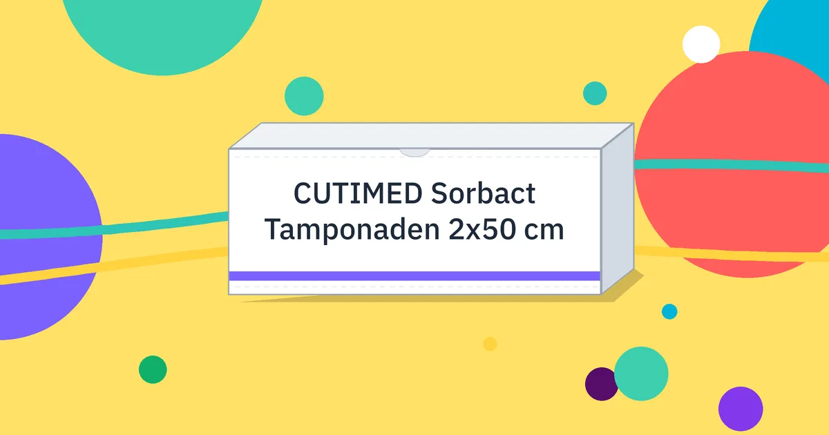 Symbolbild: Packung mit der Aufschrift CUTIMED Sorbact Tamponaden 2x50 cm (PZN 17578306) – Verfügbarkeit und Bezug in Apotheken in Frankfurt am Main