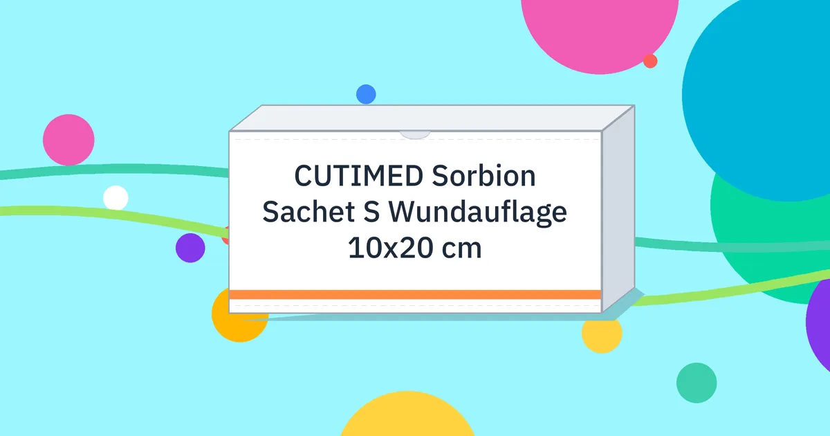 Symbolbild: Packung mit der Aufschrift CUTIMED Sorbion Sachet S Wundauflage 10x20 cm (PZN 01293493) – Verfügbarkeit und Bezug in Apotheken in Frankfurt am Main
