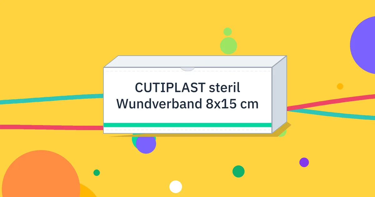 Symbolbild: Packung mit der Aufschrift CUTIPLAST steril Wundverband 8x15 cm (PZN 16538262) – Verfügbarkeit und Bezug in Apotheken in Frankfurt am Main