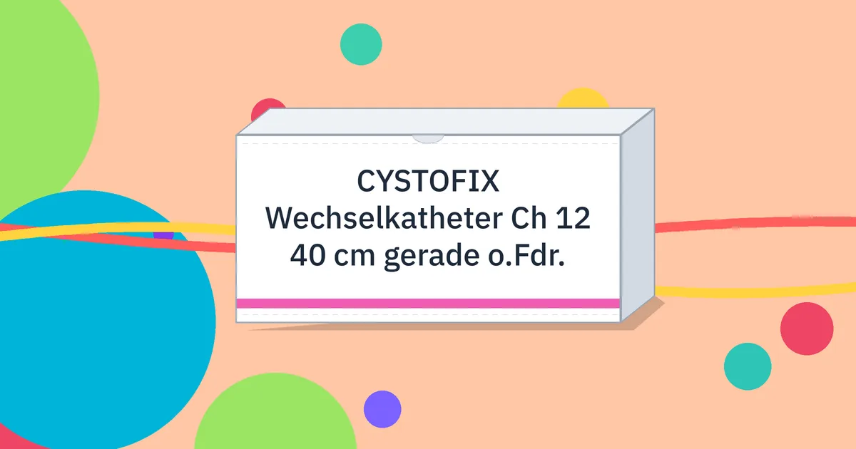Symbolbild: Packung mit der Aufschrift CYSTOFIX Wechselkatheter Ch 12 40 cm gerade o.Fdr. (PZN 11156484) – Verfügbarkeit und Bezug in Apotheken in Frankfurt am Main