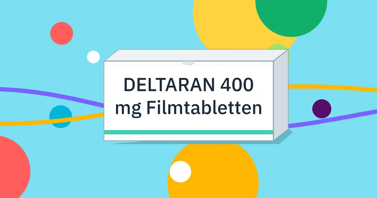 Symbolbild: Packung mit der Aufschrift DELTARAN 400 mg Filmtabletten (PZN 10794277) – Verfügbarkeit und Bezug in Apotheken in Frankfurt am Main