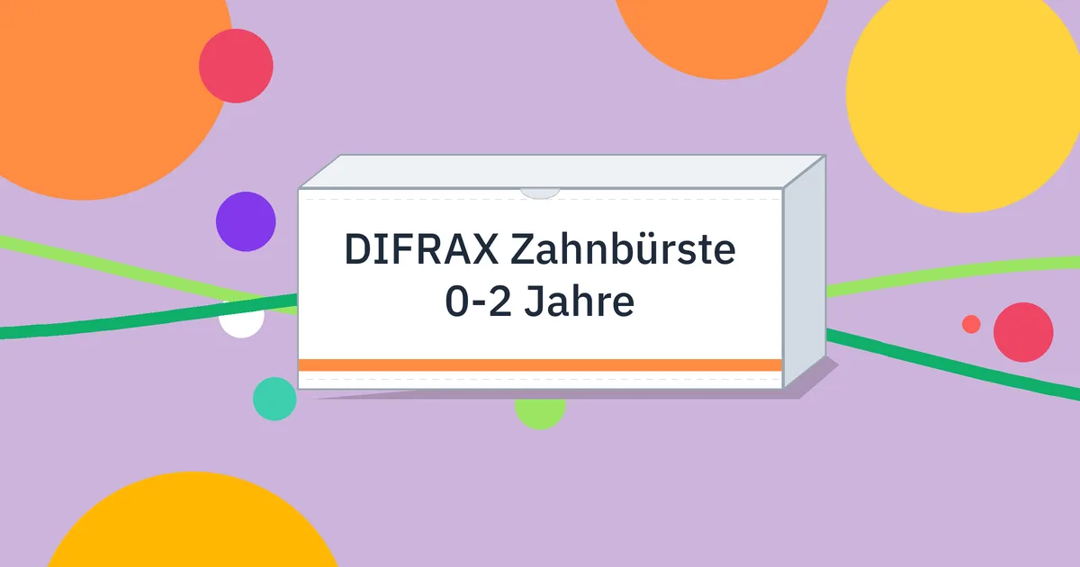 Symbolbild: Packung mit der Aufschrift DIFRAX Zahnbürste 0-2 Jahre (PZN 12518699) – Verfügbarkeit und Bezug in Apotheken in Frankfurt am Main
