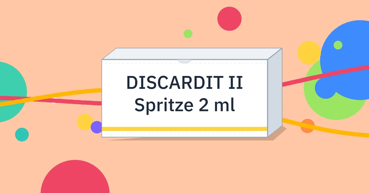 Symbolbild: Packung mit der Aufschrift DISCARDIT II Spritze 2 ml (PZN 09511831) – Verfügbarkeit und Bezug in Apotheken in Frankfurt am Main