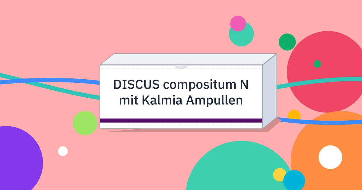 Symbolbild: Packung mit der Aufschrift DISCUS compositum N mit Kalmia Ampullen (PZN 04031138) – Verfügbarkeit und Bezug in Apotheken in Frankfurt am Main