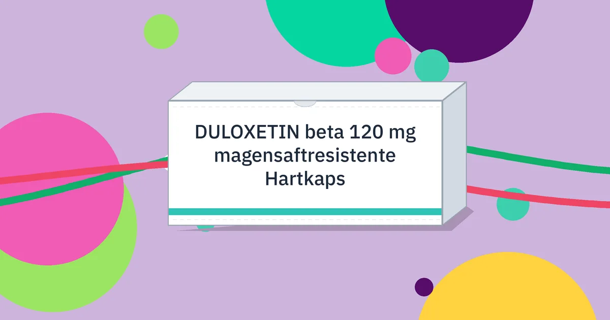 Symbolbild: Packung mit der Aufschrift DULOXETIN beta 120 mg magensaftresistente Hartkaps (PZN 18075777) – Verfügbarkeit und Bezug in Apotheken in Frankfurt am Main