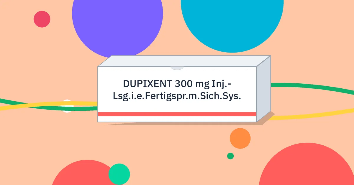 Symbolbild: Packung mit der Aufschrift DUPIXENT 300 mg Inj.-Lsg.i.e.Fertigspr.m.Sich.Sys. (PZN 19117897) – Verfügbarkeit und Bezug in Apotheken in Frankfurt am Main