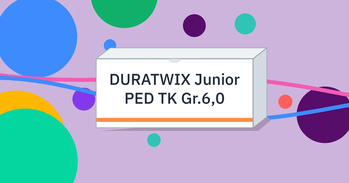 Symbolbild: Packung mit der Aufschrift DURATWIX Junior PED TK Gr.6,0 (PZN 17156717) – Verfügbarkeit und Bezug in Apotheken in Frankfurt am Main