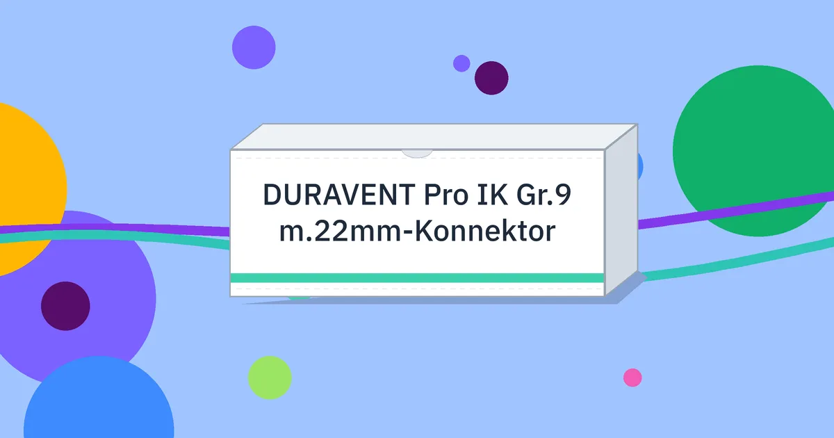 Symbolbild: Packung mit der Aufschrift DURAVENT Pro IK Gr.9 m.22mm-Konnektor (PZN 19243975) – Verfügbarkeit und Bezug in Apotheken in Frankfurt am Main