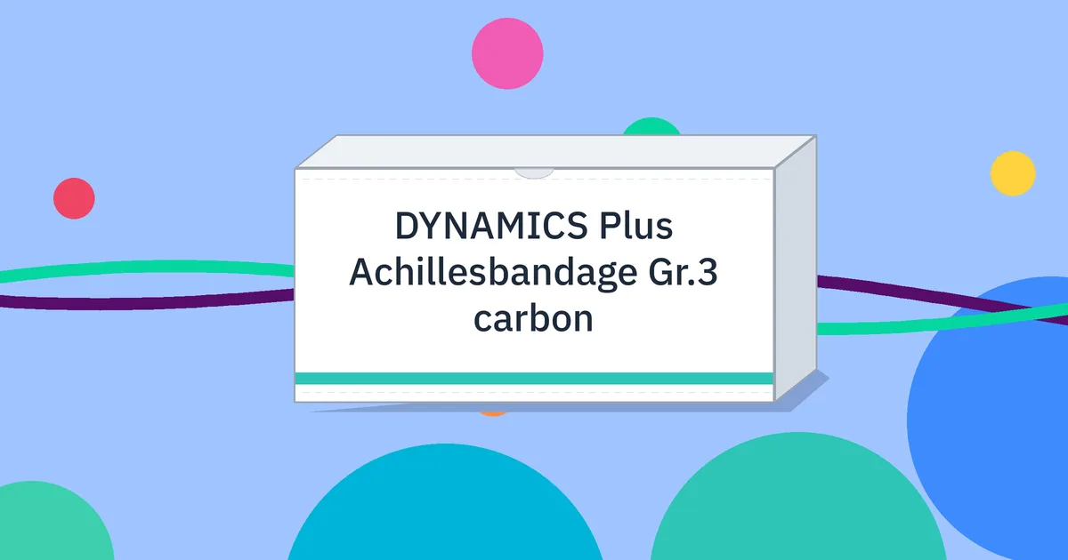 Symbolbild: Packung mit der Aufschrift DYNAMICS Plus Achillesbandage Gr.3 carbon (PZN 15867785) – Verfügbarkeit und Bezug in Apotheken in Frankfurt am Main