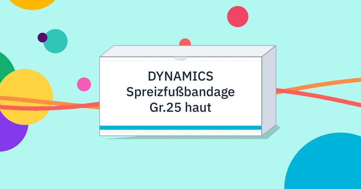 Symbolbild: Packung mit der Aufschrift DYNAMICS Spreizfußbandage Gr.25 haut (PZN 10635633) – Verfügbarkeit und Bezug in Apotheken in Frankfurt am Main