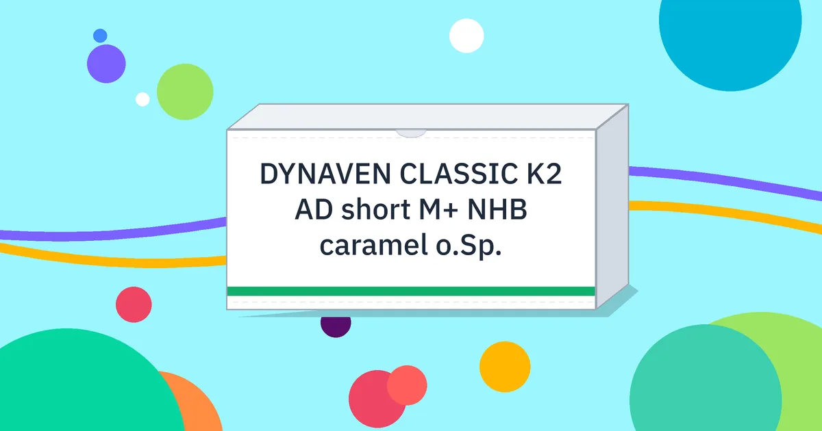 Symbolbild: Packung mit der Aufschrift DYNAVEN CLASSIC K2 AD short M+ NHB caramel o.Sp. (PZN 18417597) – Verfügbarkeit und Bezug in Apotheken in Frankfurt am Main