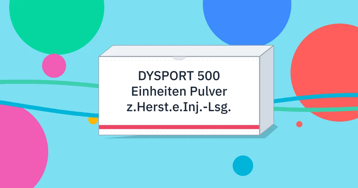 Symbolbild: Packung mit der Aufschrift DYSPORT 500 Einheiten Pulver z.Herst.e.Inj.-Lsg. (PZN 16809494) – Verfügbarkeit und Bezug in Apotheken in Frankfurt am Main