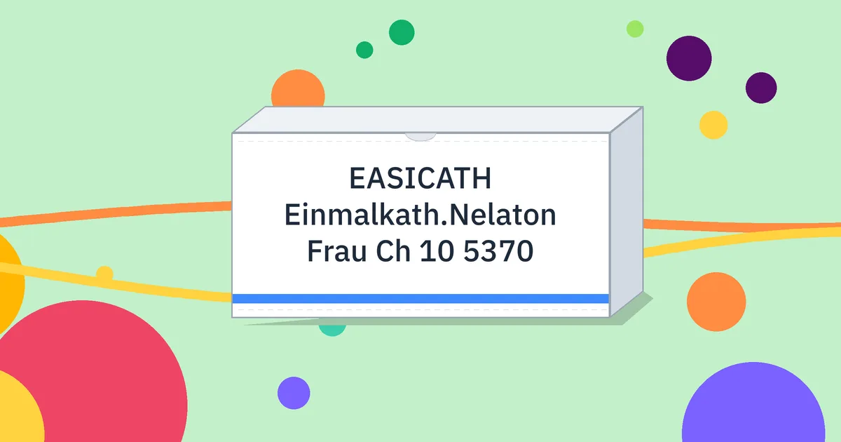 Symbolbild: Packung mit der Aufschrift EASICATH Einmalkath.Nelaton Frau Ch 10 5370 (PZN 00598954) – Verfügbarkeit und Bezug in Apotheken in Frankfurt am Main