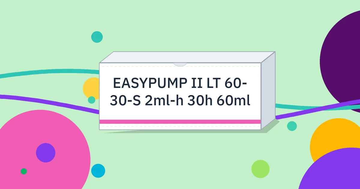 Symbolbild: Packung mit der Aufschrift EASYPUMP II LT 60-30-S 2ml-h 30h 60ml (PZN 09390787) – Verfügbarkeit und Bezug in Apotheken in Frankfurt am Main