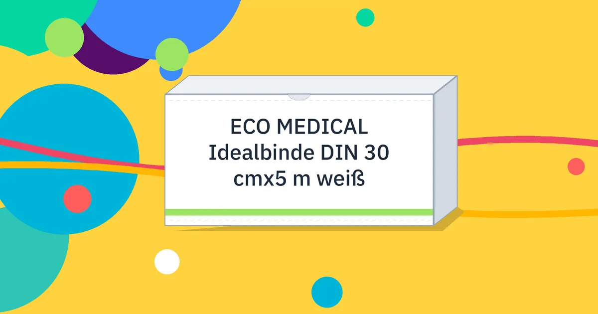 Symbolbild: Packung mit der Aufschrift ECO MEDICAL Idealbinde DIN 30 cmx5 m weiß (PZN 08644777) – Verfügbarkeit und Bezug in Apotheken in Frankfurt am Main