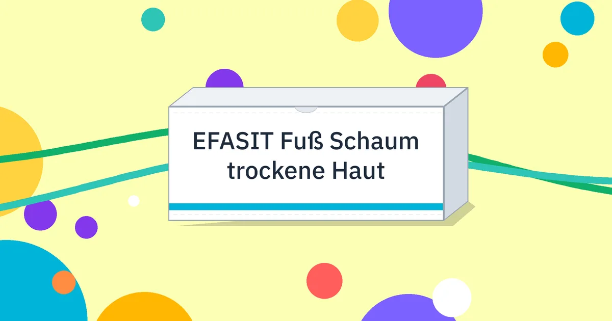 Symbolbild: Packung mit der Aufschrift EFASIT Fuß Schaum trockene Haut (PZN 17936993) – Verfügbarkeit und Bezug in Apotheken in Frankfurt am Main