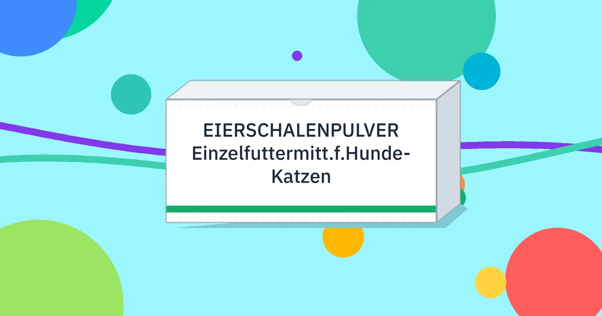 Symbolbild: Packung mit der Aufschrift EIERSCHALENPULVER Einzelfuttermitt.f.Hunde-Katzen (PZN 14221242) – Verfügbarkeit und Bezug in Apotheken in Frankfurt am Main
