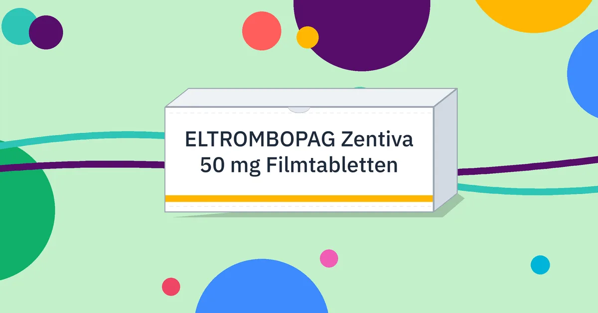 Symbolbild: Packung mit der Aufschrift ELTROMBOPAG Zentiva 50 mg Filmtabletten (PZN 19346652) – Verfügbarkeit und Bezug in Apotheken in Frankfurt am Main