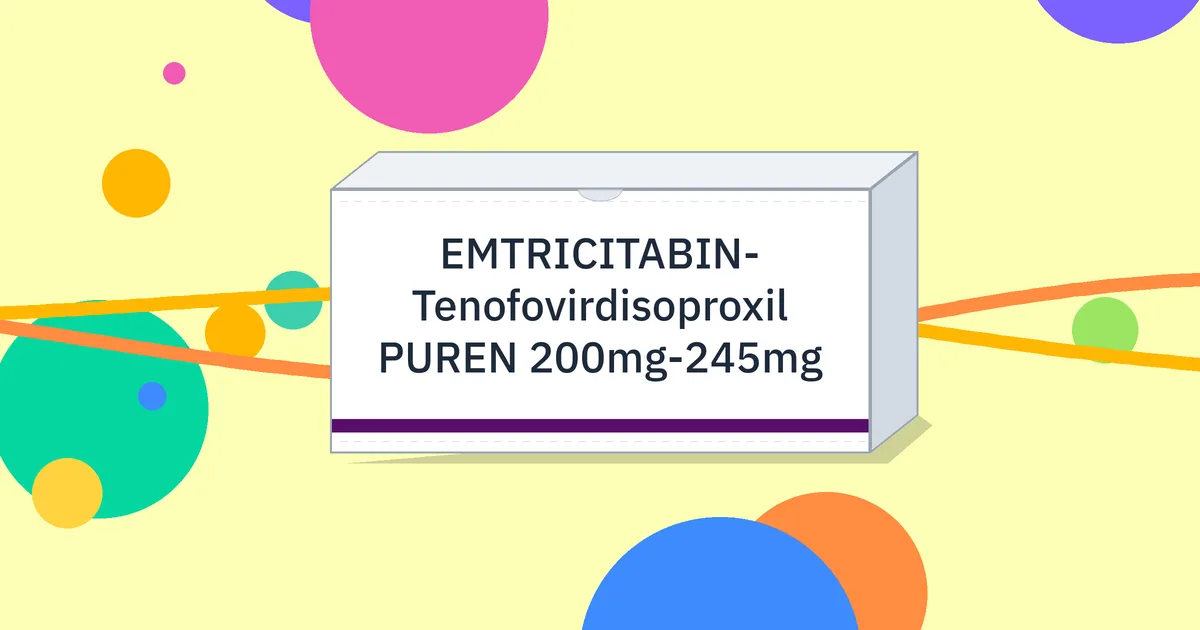 Symbolbild: Packung mit der Aufschrift EMTRICITABIN-Tenofovirdisoproxil PUREN 200mg-245mg (PZN 16146272) – Verfügbarkeit und Bezug in Apotheken in Frankfurt am Main
