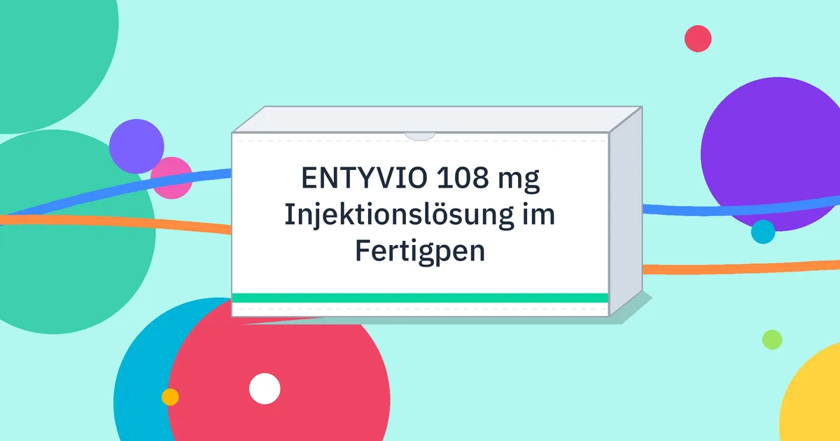 Symbolbild: Packung mit der Aufschrift ENTYVIO 108 mg Injektionslösung im Fertigpen (PZN 17825029) – Verfügbarkeit und Bezug in Apotheken in Frankfurt am Main