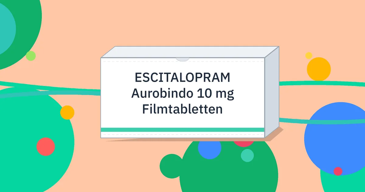 Symbolbild: Packung mit der Aufschrift ESCITALOPRAM Aurobindo 10 mg Filmtabletten (PZN 10113171) – Verfügbarkeit und Bezug in Apotheken in Frankfurt am Main