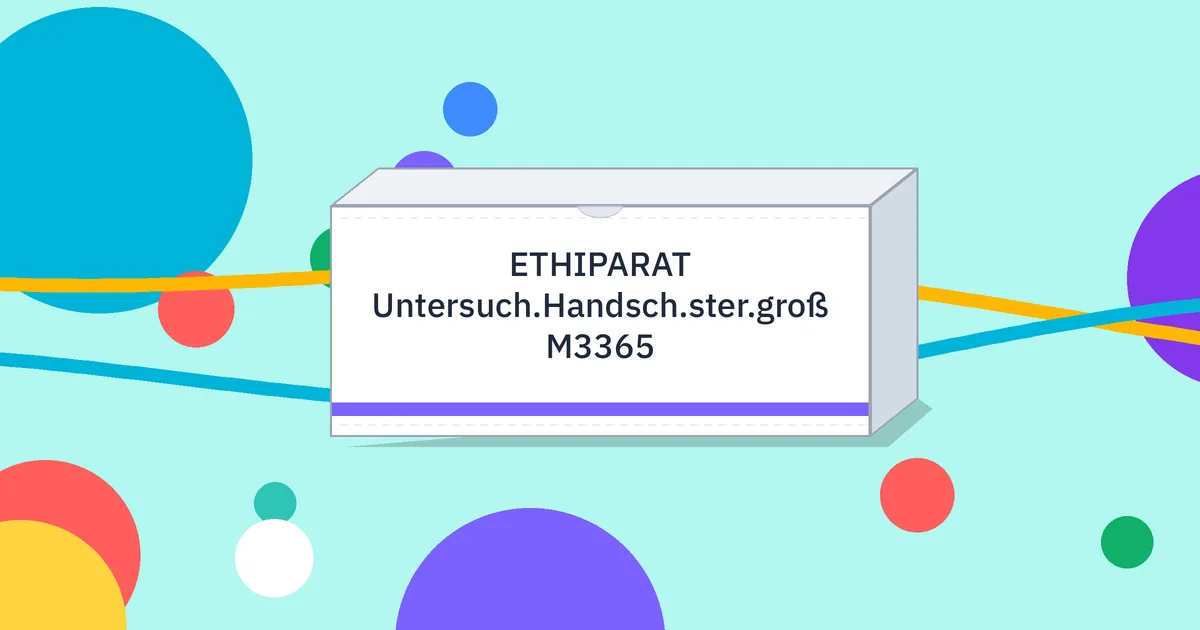 Symbolbild: Packung mit der Aufschrift ETHIPARAT Untersuch.Handsch.ster.groß M3365 (PZN 01230943) – Verfügbarkeit und Bezug in Apotheken in Frankfurt am Main