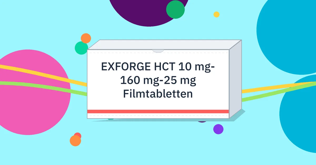 Symbolbild: Packung mit der Aufschrift EXFORGE HCT 10 mg-160 mg-25 mg Filmtabletten (PZN 05112146) – Verfügbarkeit und Bezug in Apotheken in Frankfurt am Main