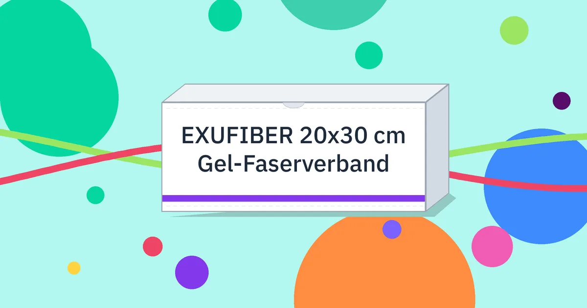 Symbolbild: Packung mit der Aufschrift EXUFIBER 20x30 cm Gel-Faserverband (PZN 18170174) – Verfügbarkeit und Bezug in Apotheken in Frankfurt am Main